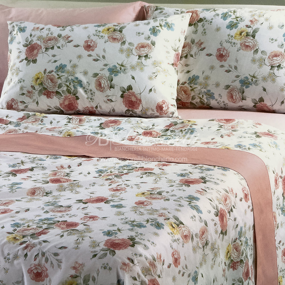 Caleffi Completo Lenzuola Copriletto Piazza e Mezza Spring Roses 2411S ...